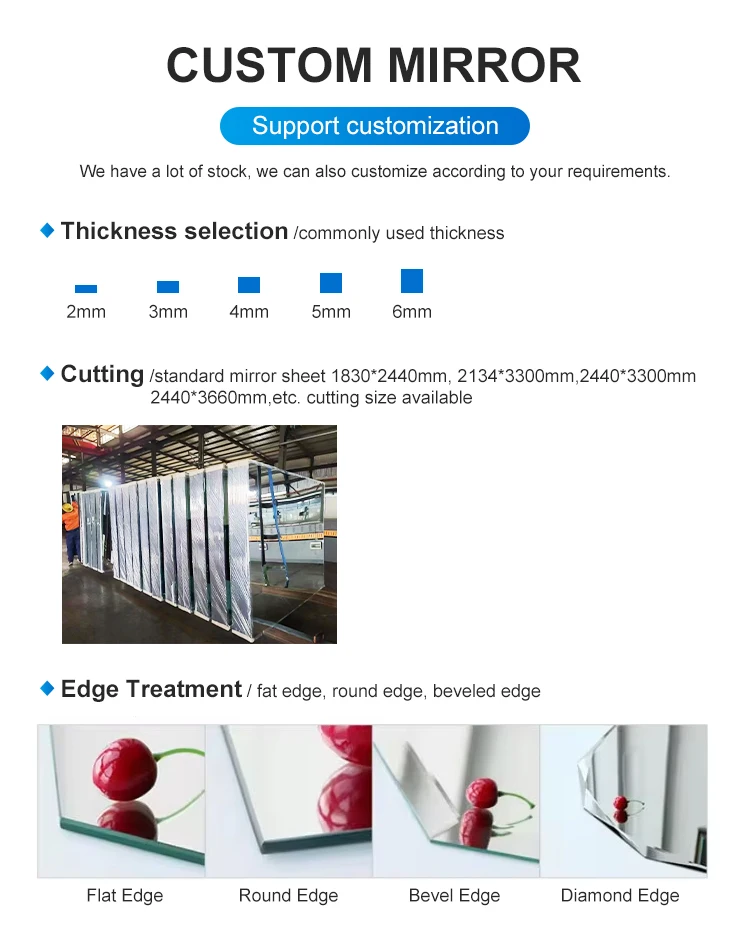 Modern Fully-Frameless Glass Full-Body Mirror Factory Custom Wall ...
