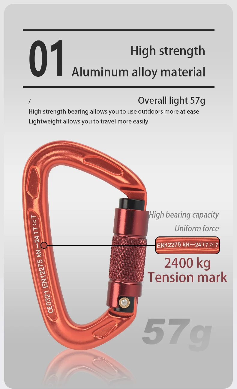 Ultra Hd Latest Model 24kn Climbing Aluminum Carabiner Clips - Buy ...