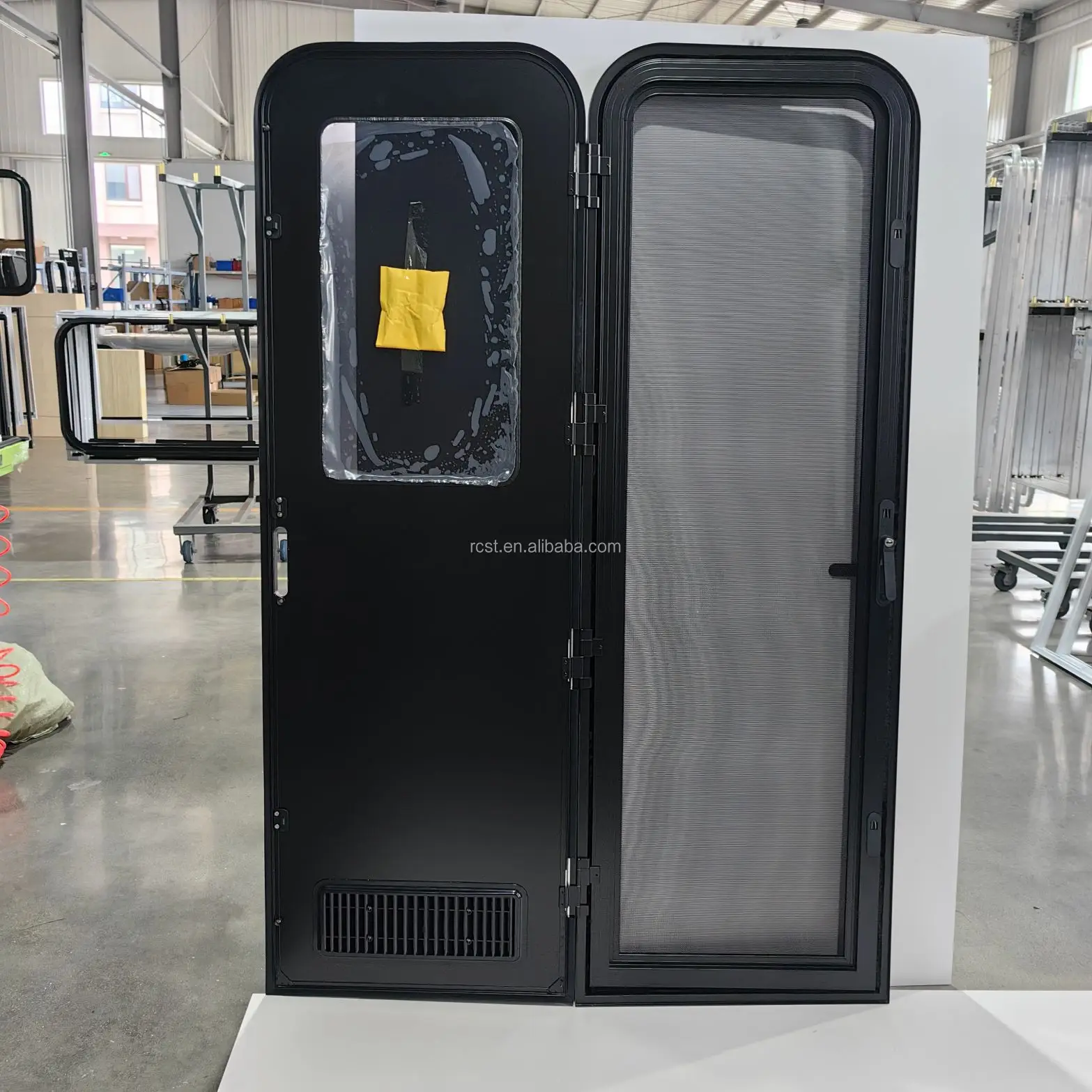 Caravan Punkt - Durable Black Alloy RV Door with 3 Point Lock