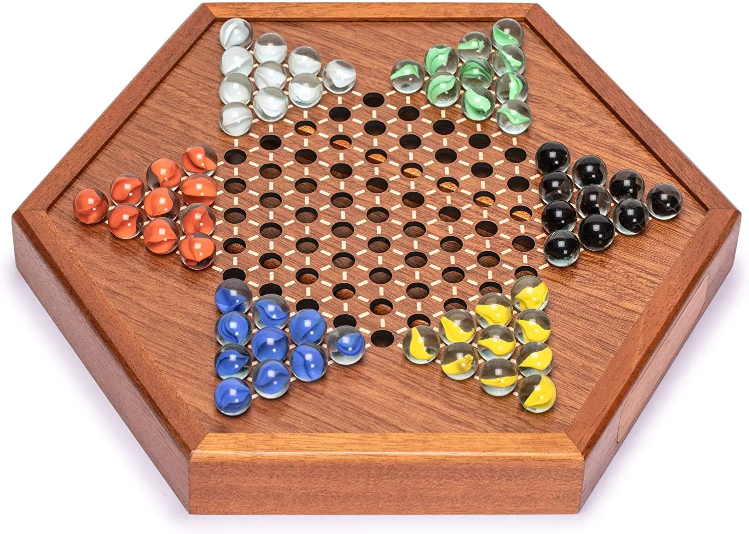 Yellow Mountain Imports Wooden Chinese Checkers Halma Board Game Set ...