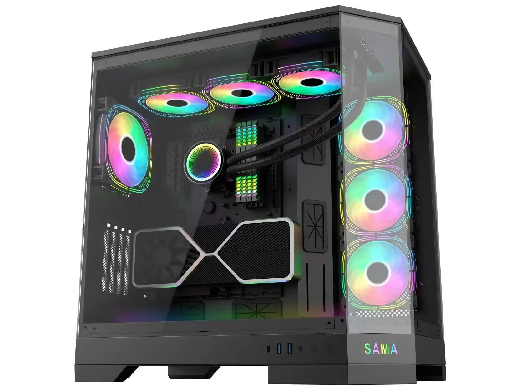Sama New Design Gamming Computer Case Tempered Glass Desktop Computer ...