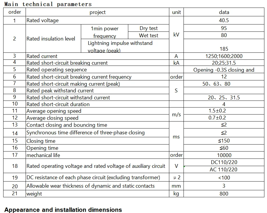 Outdoor High Voltage Vacuum Circuit Breaker Switchgear 35kv Transmission Distribution System ...