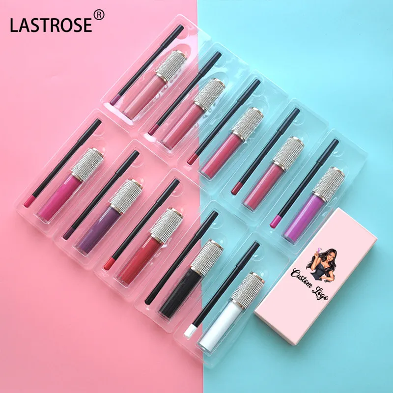 Makeup Matte Liquid Lipstick Set Make Your Own logo Pink Nude Clear Lip ...