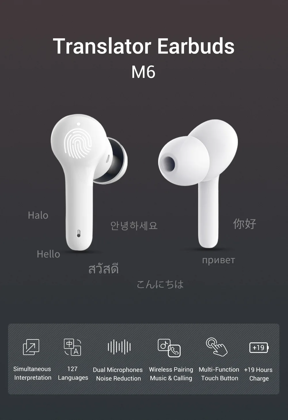 Instant Translate Multi Languages Wireless Earphone Translator Earbuds ...