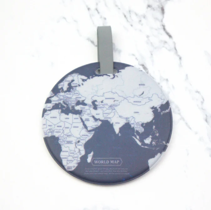 Custom Round Earth World Map Luggage Name Tag Hot Pressing Pvc Tag For ...