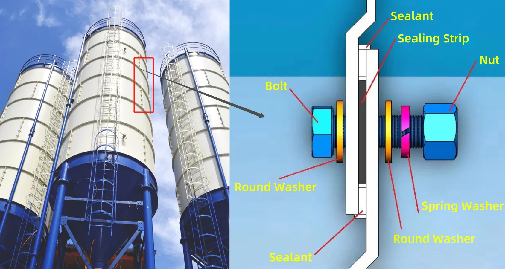 Bolted Vertical Cement Tank 20-3000 Ton Cement Silo /100 150 200 500 ...