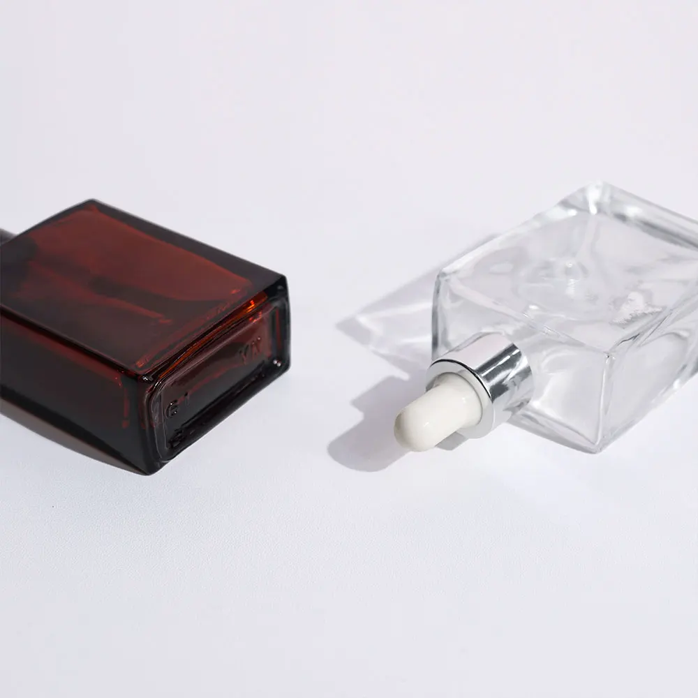 Luxury 30ml Square Dropper Bottle Black Clear 1oz Frosted Glass ...