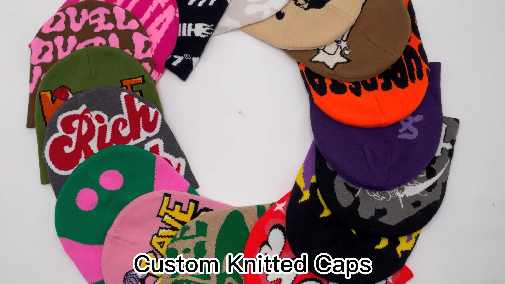 Unisex All Over Print Winter Acrylic Knitted Cuffed Beanies Hats ...