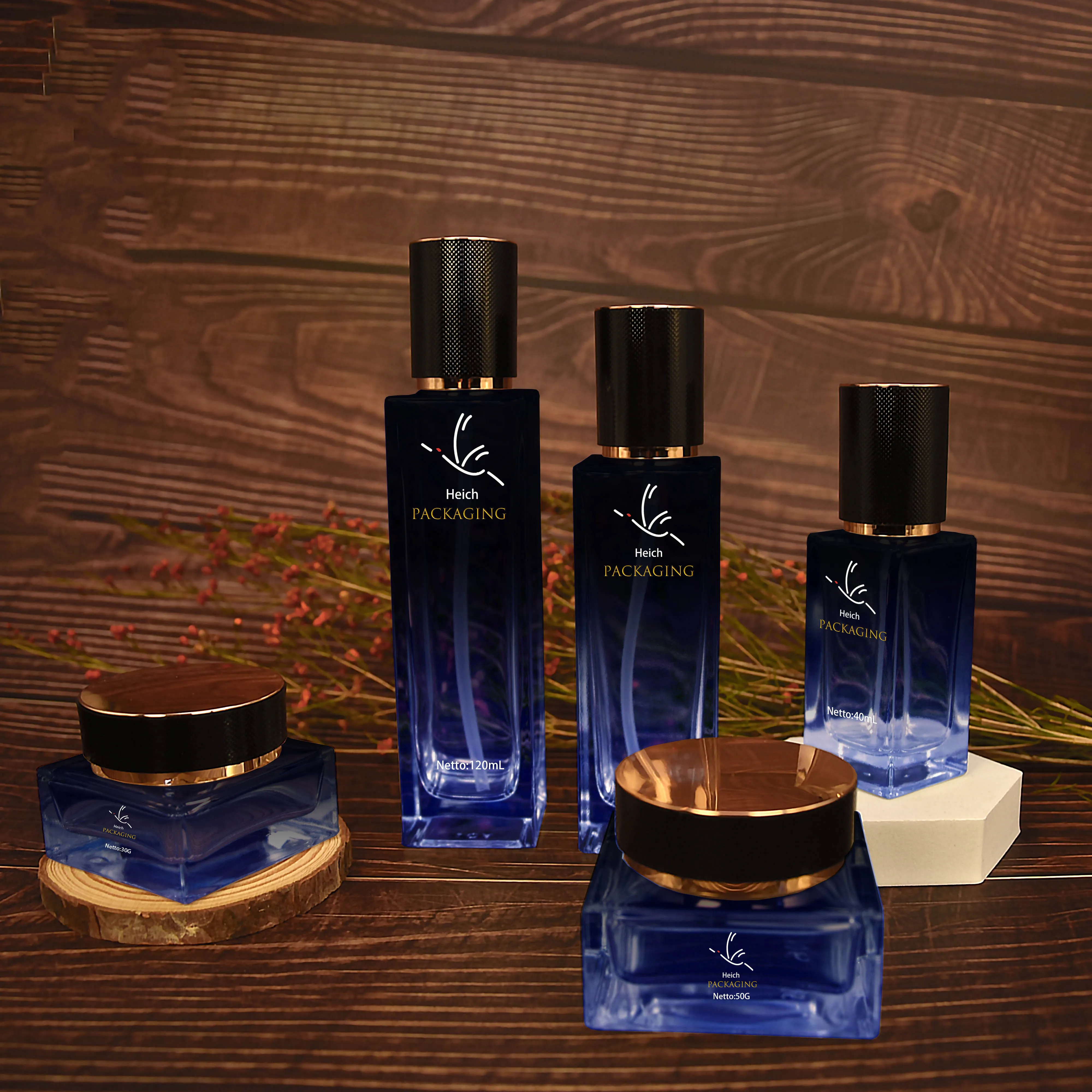 Custom Cosmetics Packaging Containers Square Skincare Set Bottle Airless Cosmetic Jar Lotion ...