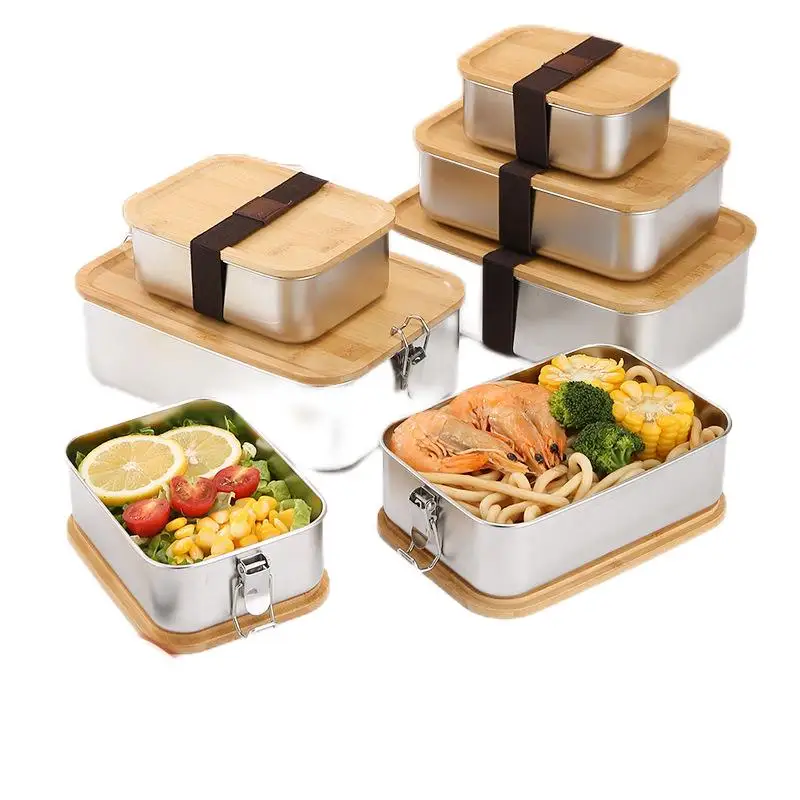 Japanese Bento Lunch Box With Bamboo Wood Lid,Bambus Lunchbox Edelstahl ...