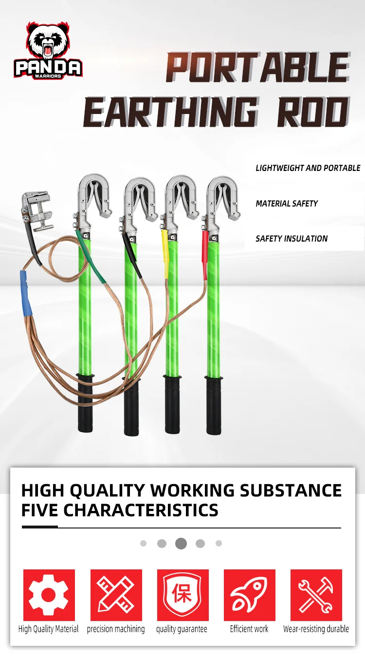 High Voltage Frp Earth Discharge Grounding Stick Portable Earthing Rod ...
