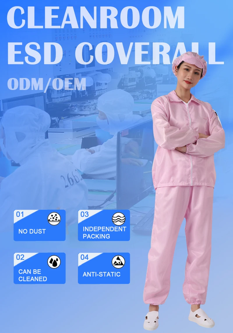 Cleanroom Work ESD Smock Custom Overalls - Anti-Static Lab Clothing