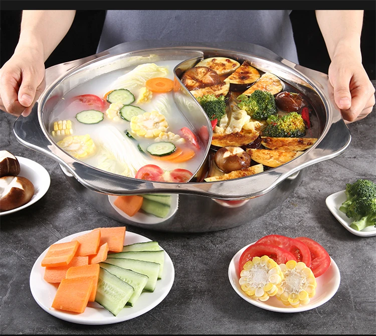 Korean Stainless Steel Mandarin Duck Thai Soup Pot Chinese Divider ...