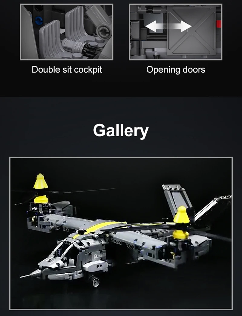 C61076 Technical Military Fighter Rotorcraft Model Plane Building ...