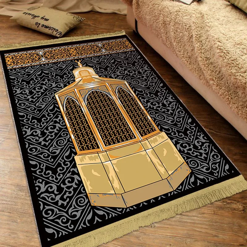 Soft Silk Velvet Padded Gift Tassel Mosque Islamic Muslim Prayer Mat ...