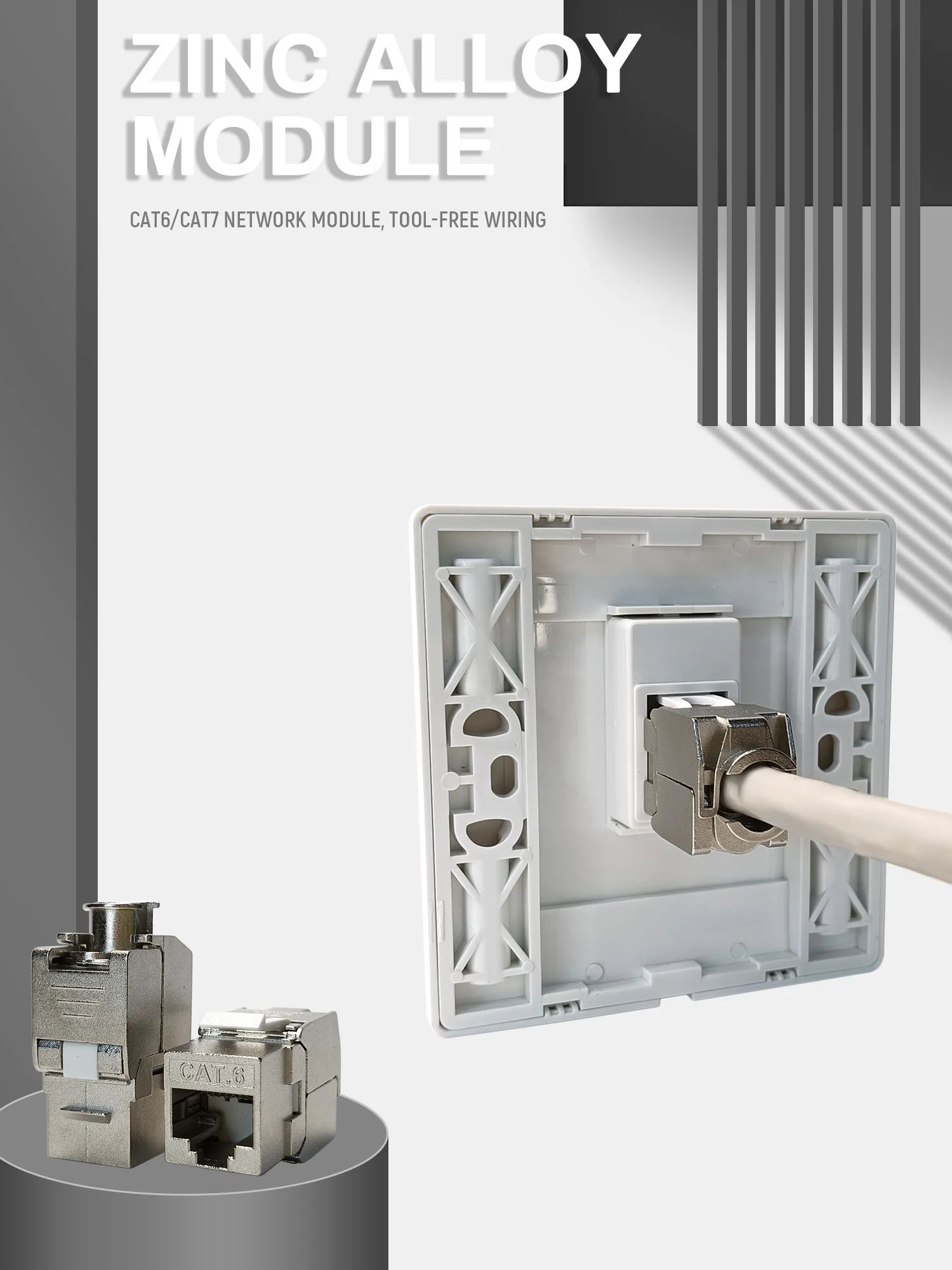 Rj45 Cat6a Cat7 Keystone Jack With Shielded 8p8c Zinc-alloy Keystone ...