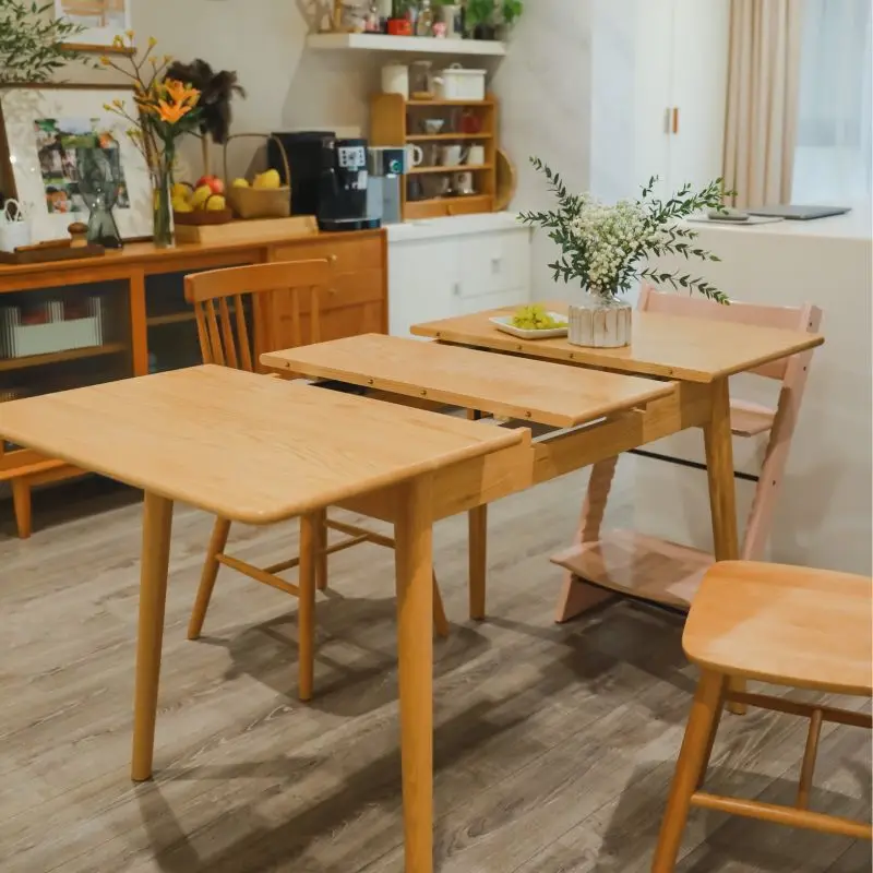 Wood Dinning Room Table - Modern, Space-Saving & Adjustable