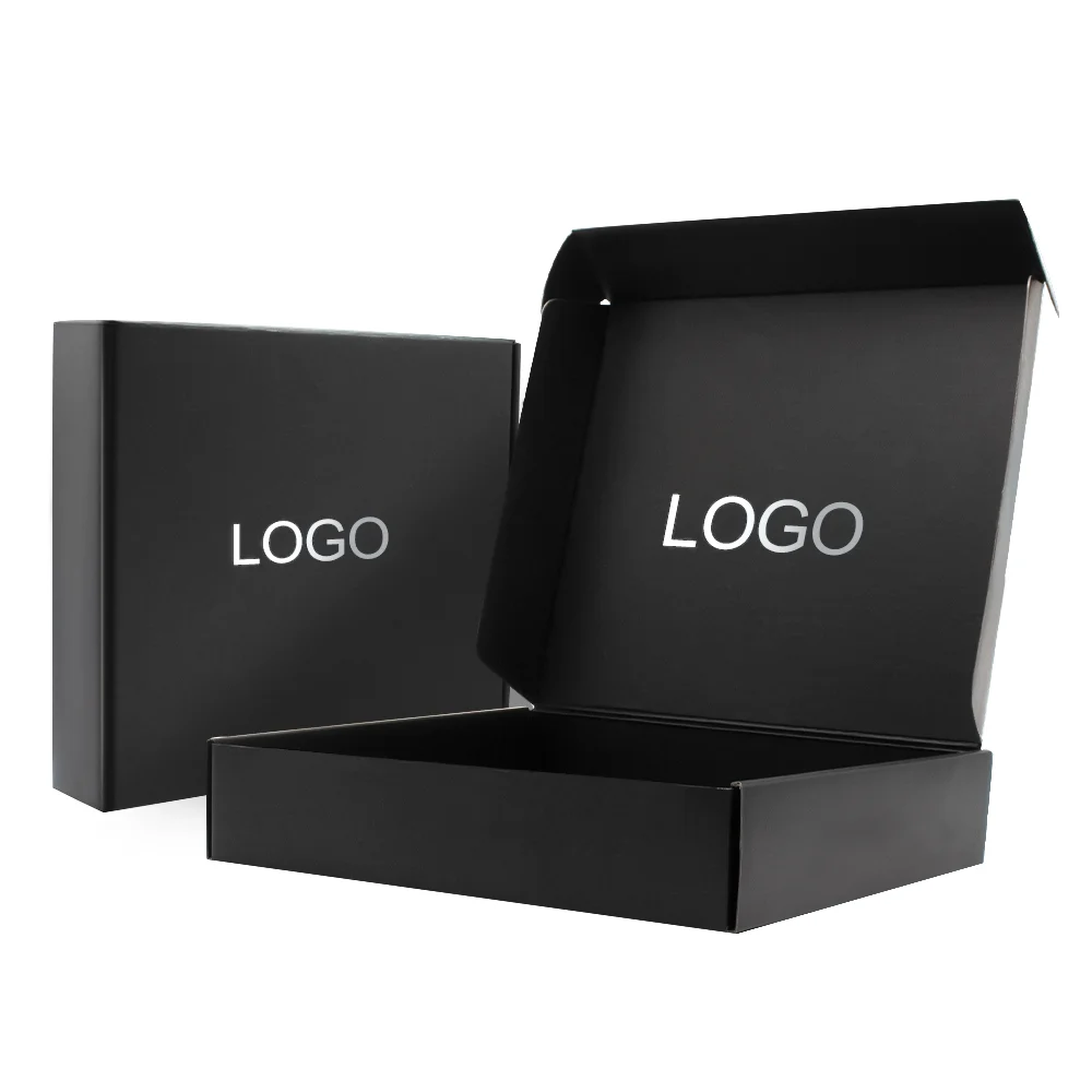 Luxury Corrugated Shipping Box Custom Black Gift Paper Packaging Boxes with logo Cardboard ...
