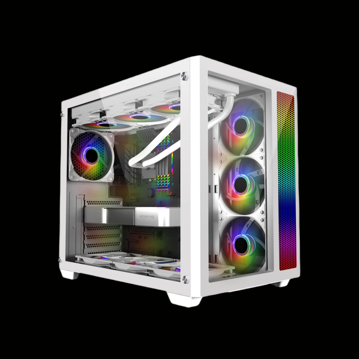 Gaming ATX Full Tower PC Case with Tempered Glass RGB Fan Mesh and ...