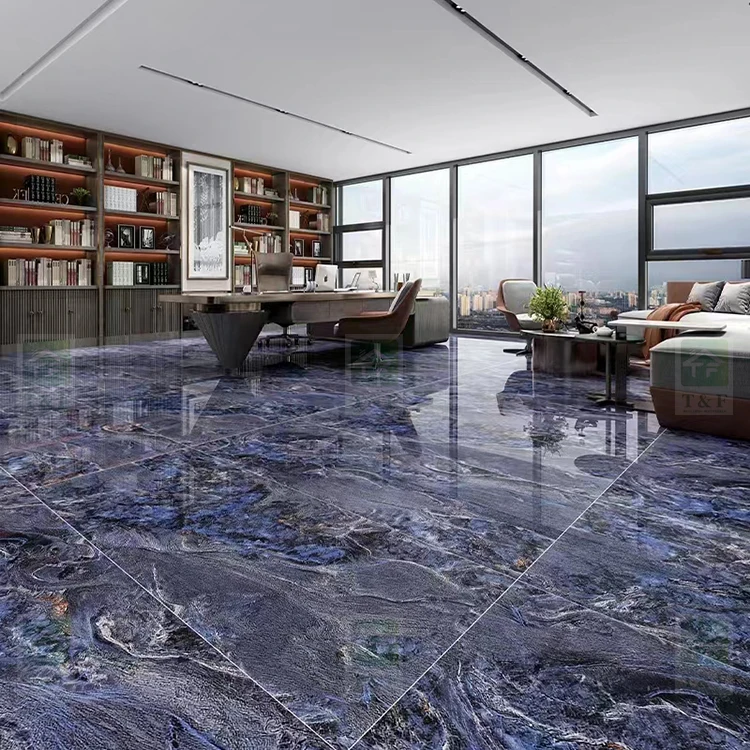 60x120 Full Body Blue Glossy Interior Apartment Tiles