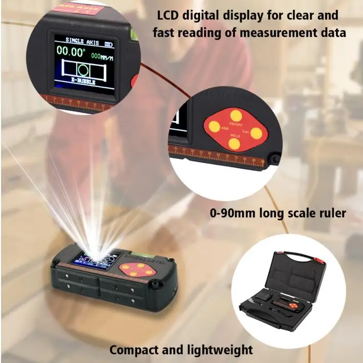 Digital Protractor - 0.1 Degree Accuracy with USB Cable