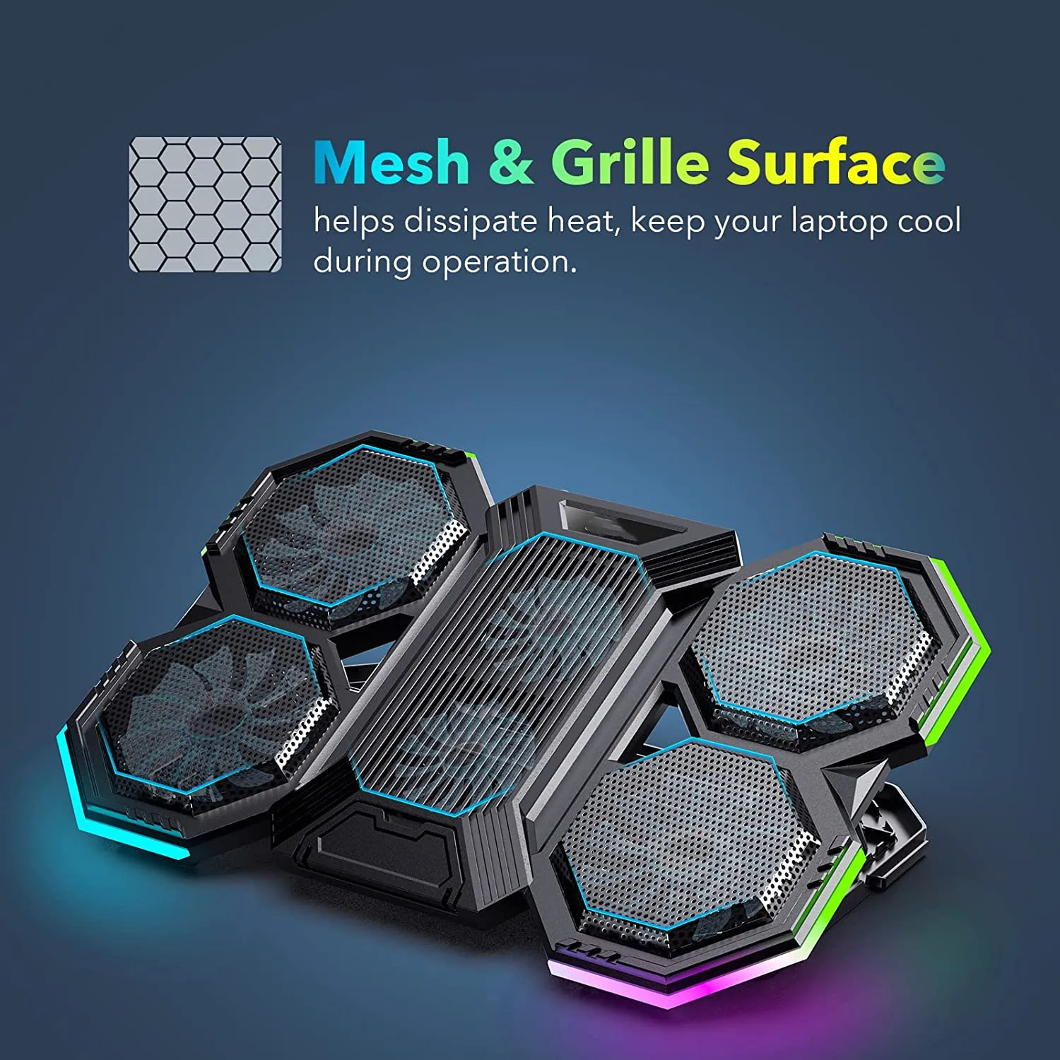 Ergonomic 6 Fans Comfort Notebook Cooler - RGB Gaming Pad