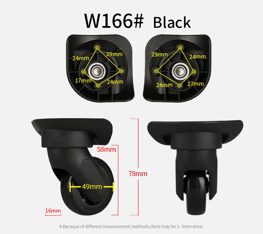 Universal Silent Suitcase Trolley Wheel Replacement - Wear-Resistant ...