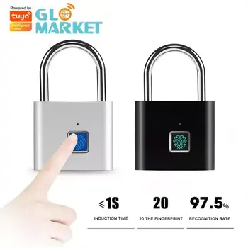 Tuya Smart Fingerprint Padlock Zinc Alloy Smart Biometric Thumbprint Door Padlocks Usb ...