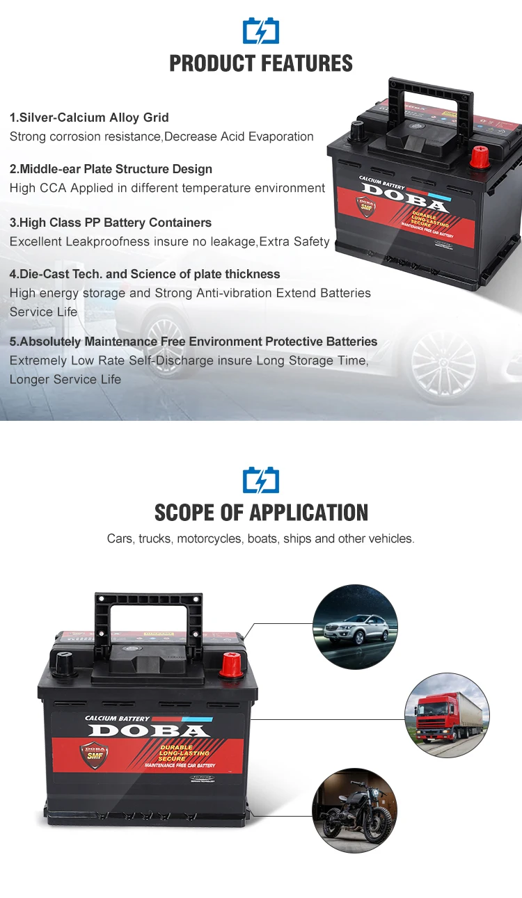 Dongle High Quality DIN60MF 12V 60ah Lead Acid Battery