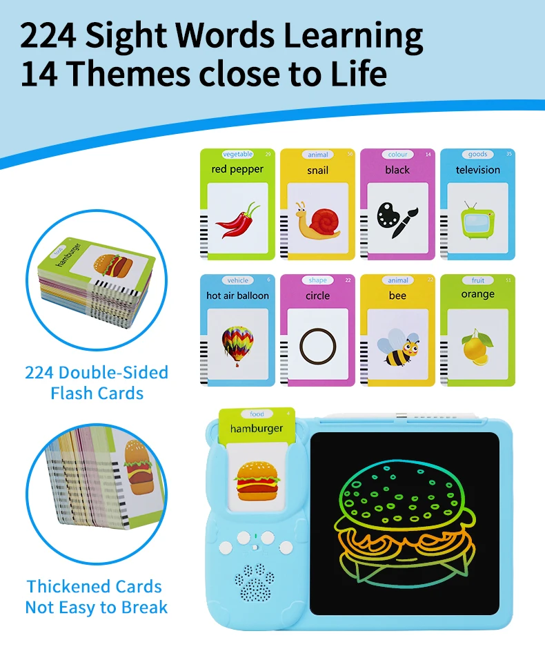 Factory Electric Colorful Doodle Writing Tablet Memo Talking Flash Cards Learning Toys LCD Pad ...