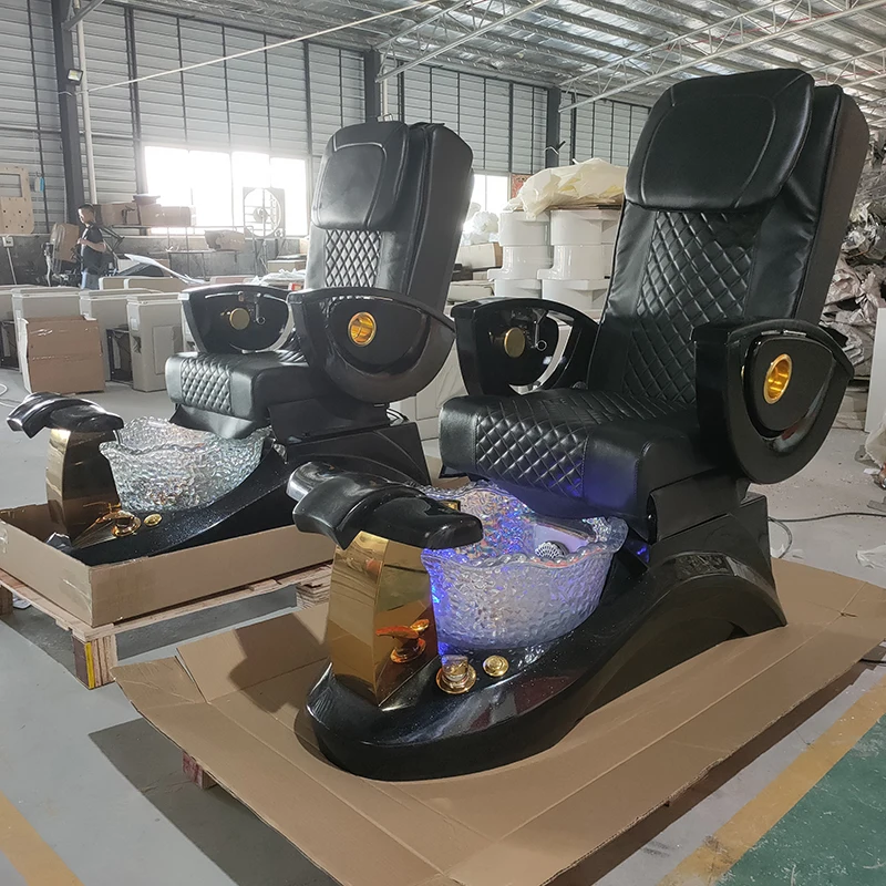 Luxury Black Electric Pedicure Chair with Massage Drainage Pump