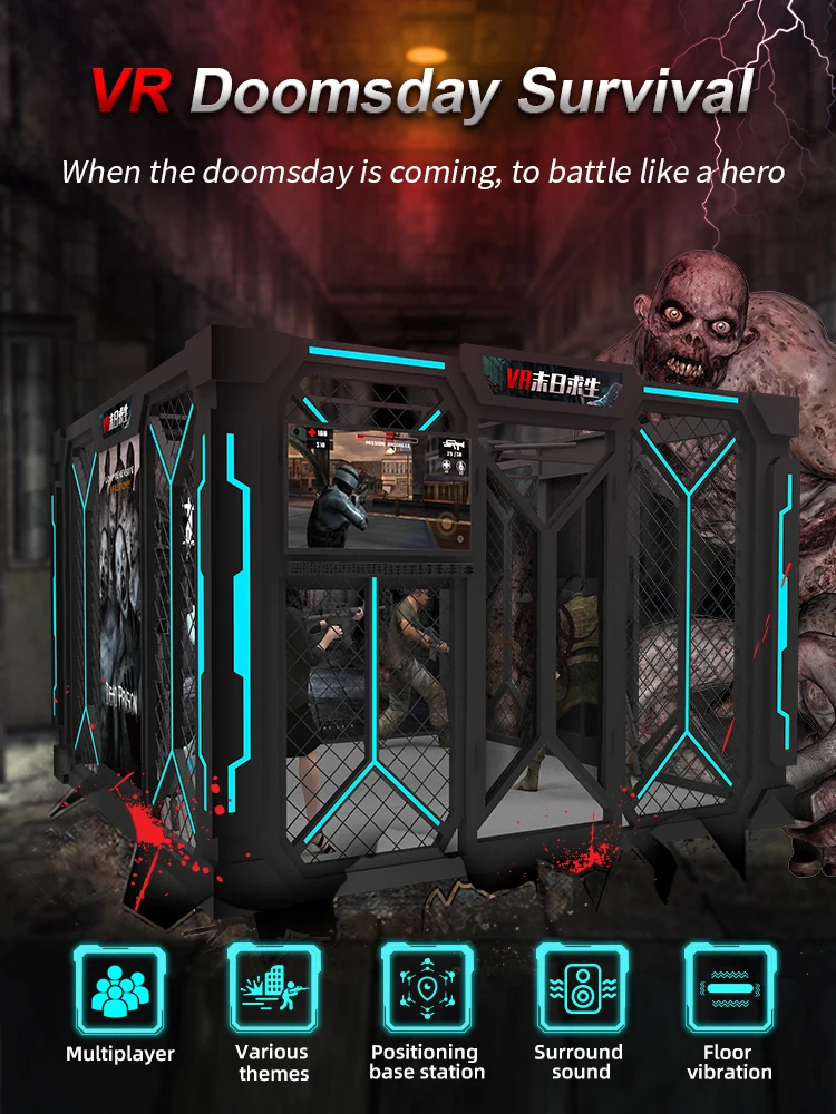 9D VR Machine Shooting Simulator VR Cage Escape Room Doomsday Survival ...