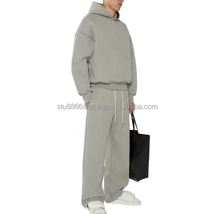 OEM Gym Black Blank Tracksuit Custom Embroidery No String Hoodie ...