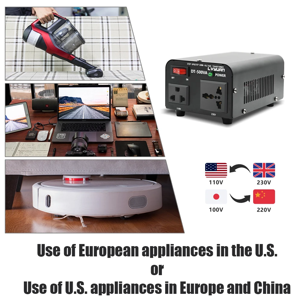 LVYUAN 500W Step Up/Down Transformer 220V to 110V - Reliable Voltage ...