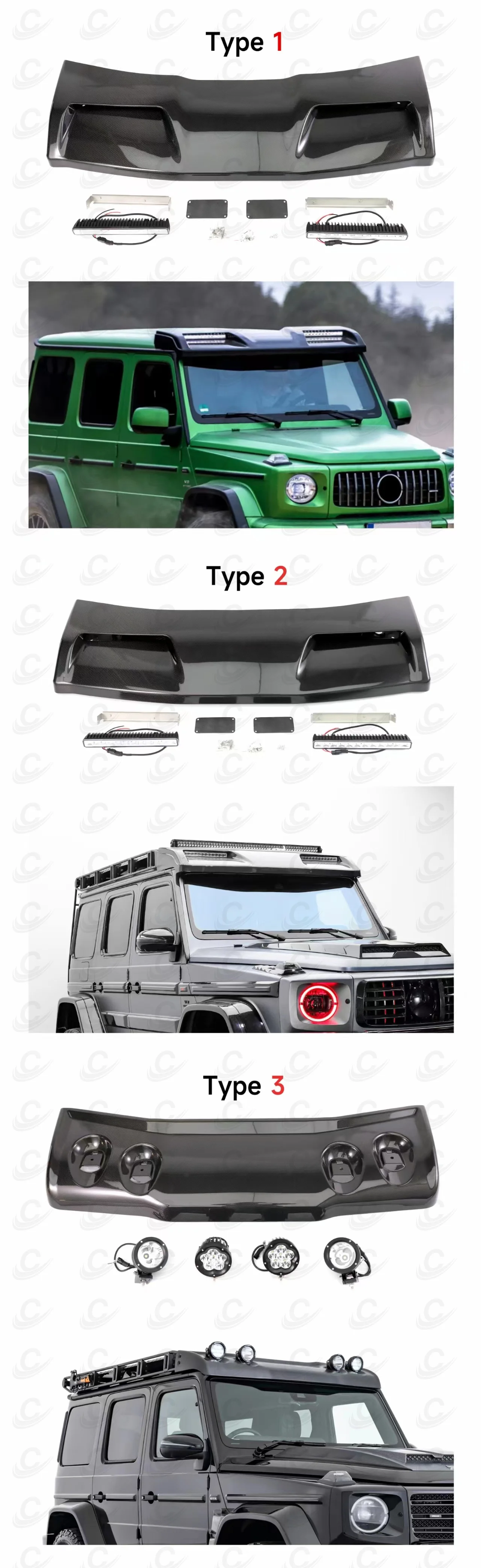 W463a W464 G Class Front Roof Spoiler With Original Led Lights Drl For G63 G500 G550 G350 4x4 ...
