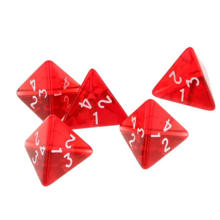 RPG DND Polyhedral Mini Clear Red D4 Dice - Wholesale