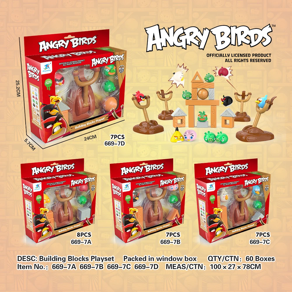 Birds Angry Anime Cartoon Full Set Building Blocks Launching Actual ...