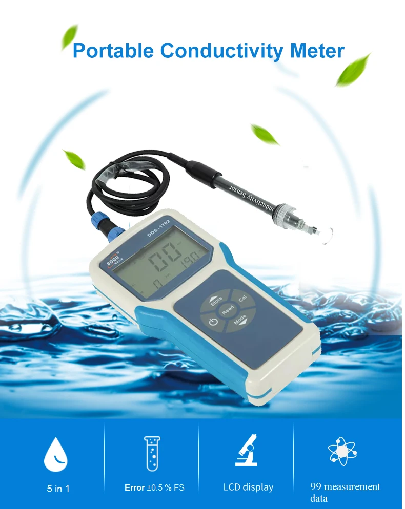 DDS-1702 Portable Conductivity Meter - TDS & Salinity Analyzer