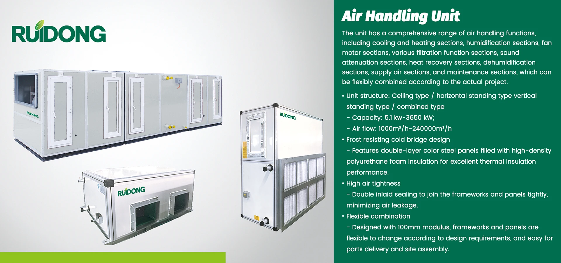 Commercial HVAC System AHU Large Fresh Air Flow Air Handling Unit for ...