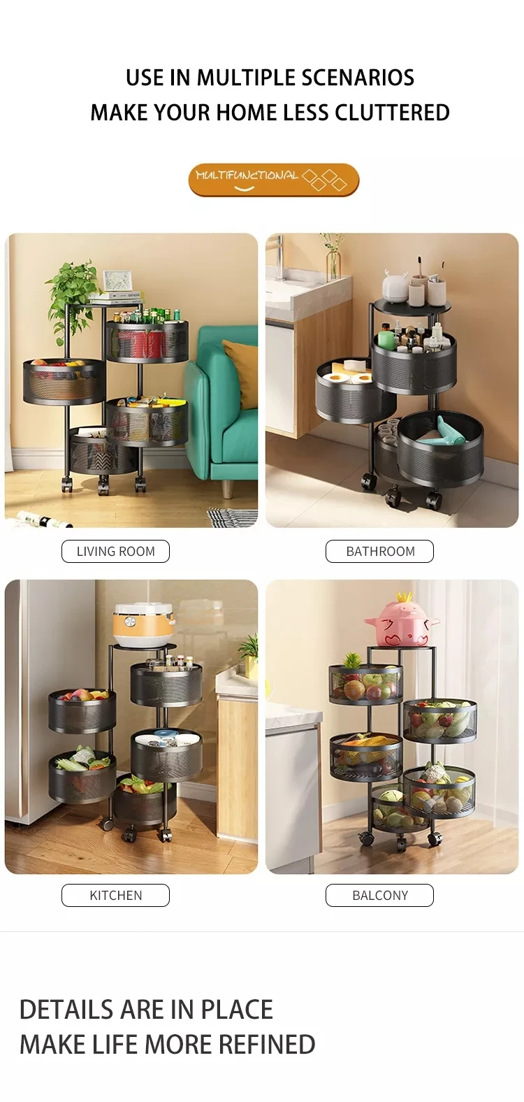 Wholesale Price 5 Tier Rack Multi-layer Rotatable Storage Vegetable ...