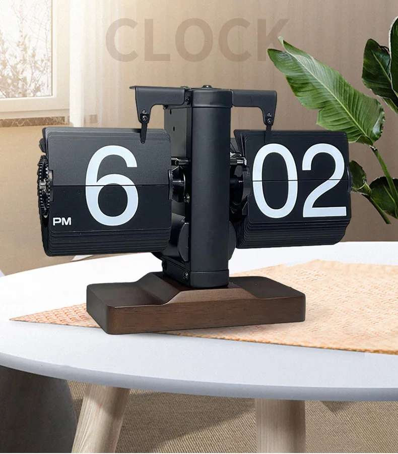 Home Retro Mechanical Flip Clock Desktop Personalized Automatic Solid ...
