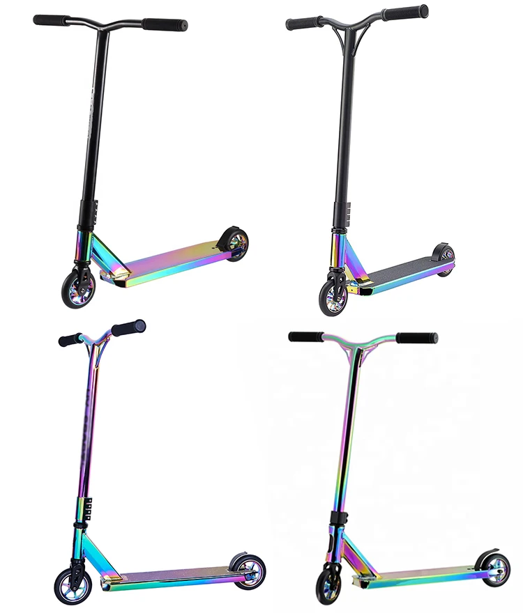 Pro Aluminum Performance Freestyle Stunt Scooter Rainbow Neo Chrome ...