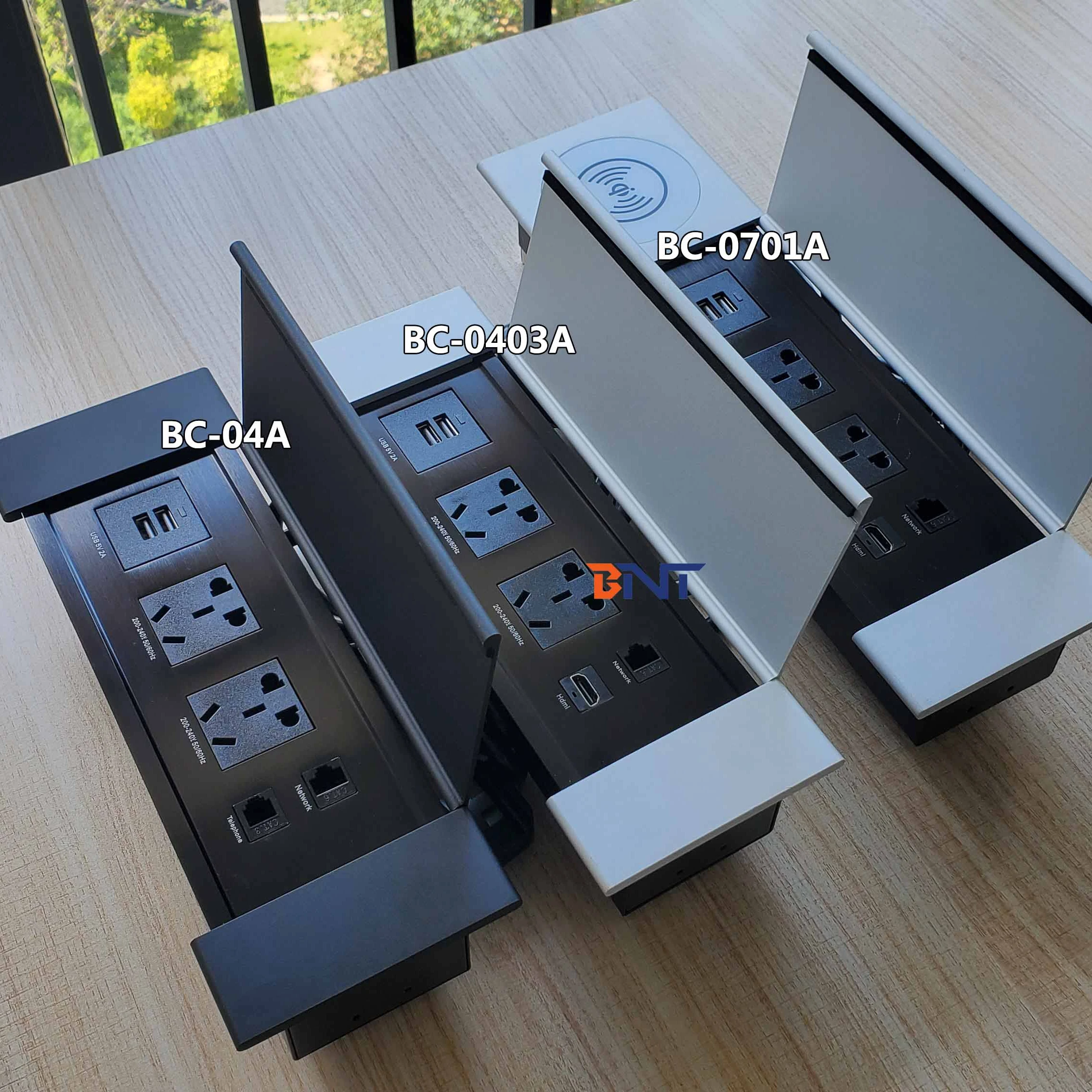 Flushed mounted recessed flip up cover multi power table socket outlet ...