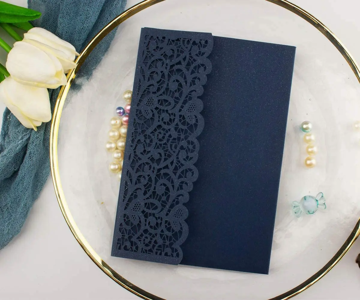 Elegant Germany Wedding Invitation Card - Burgundy Vintage