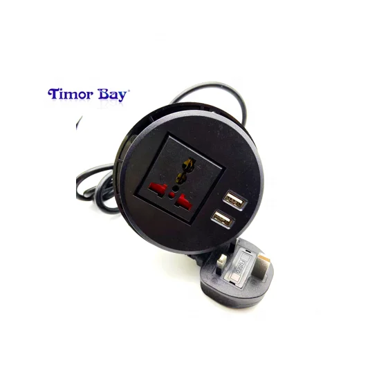 Desk Power Grommet With Universal Us Sockets Port 2 Usb Desktop Power ...