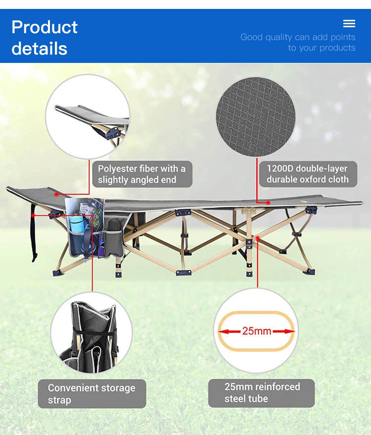 Drunkenxp Portable 1200d Oxford Canvas Lightweight Fabric Folding Bed ...