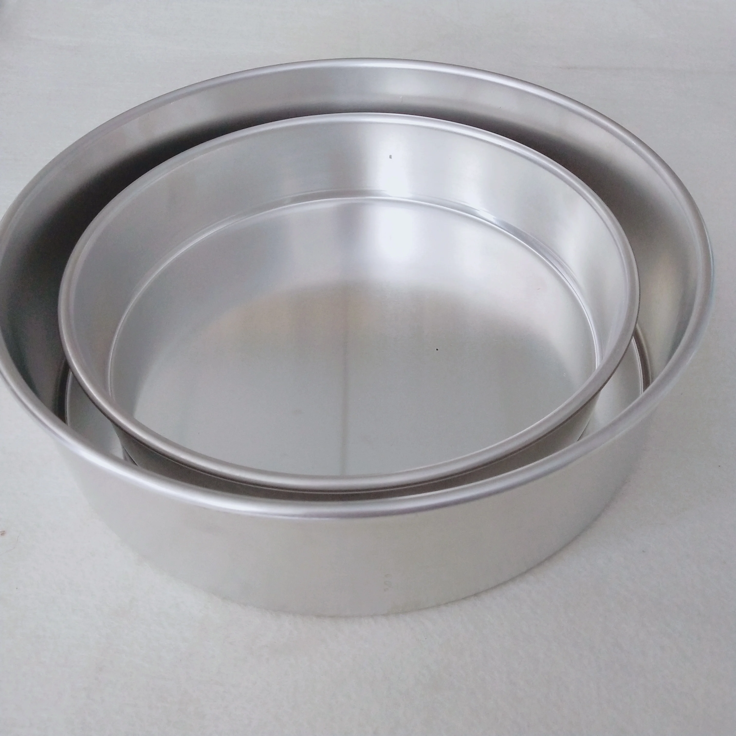 6-16 Inch Natural Aluminium Cake Mold Pans - 2 Inch Depth