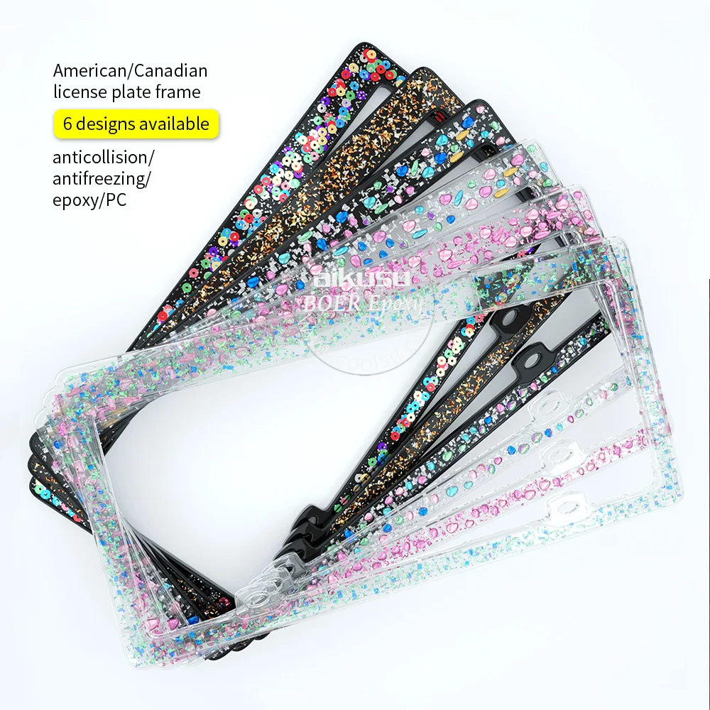 Custom Usa & Canada Plastic Resin Epoxy Gemston Bling License Plate ...