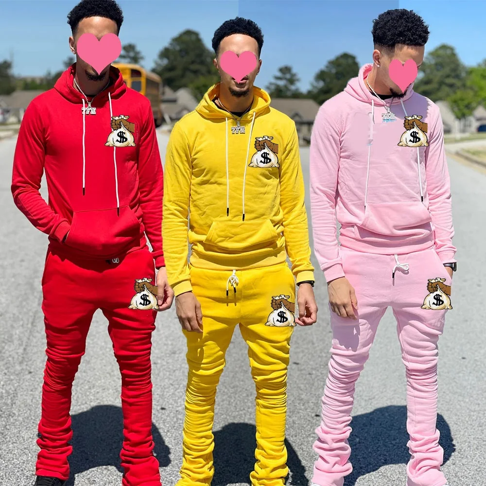 KY New Design Embroidery Custom Hoodies & Stacked Joggers