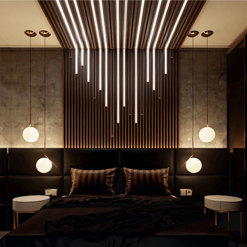 Black 3D Wall Panel With Aluminium LED Profile Light - Soundproof Wood ...